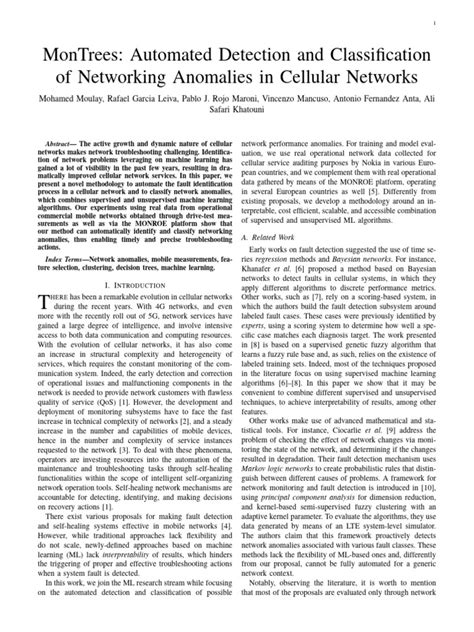 Montrees Automated Detection And Classification Of Networking Anomalies In Cellular Networks