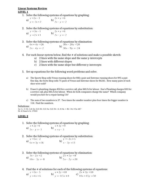 Linear Systems Review Pdf