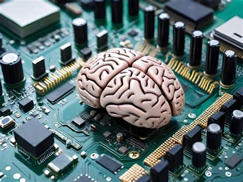 Image Of The Human Brain As The Printed Circuit As Motherboard Processor Stock Illustration