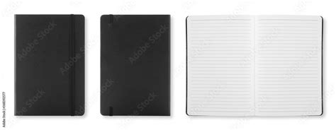 Black Colour Leather Fabric Hardcover Notebook With Elastic Band Top View With Notebook Closed