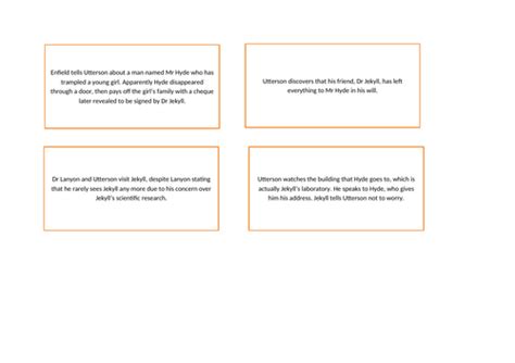 Dr Jekyll And Mr Hyde Plot Cards Teaching Resources
