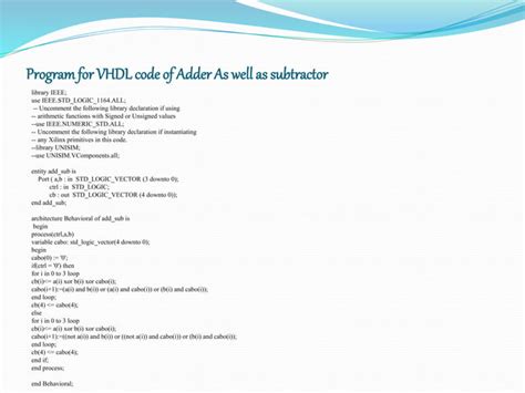 Arithmatic Logic Unit Using Vhdl Gates Pptx