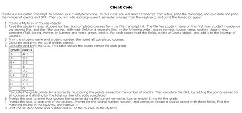 Solved Create A Class Called Transcript To Contain Your