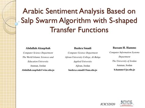 Pdf Arabic Sentiment Analysis Based On Salp Swarm Algorithm With S Shaped Transfer Functions