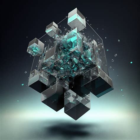 Geometric Cubic Shape With Ravishing Spectrum Of Prismatic Color Stock Illustration