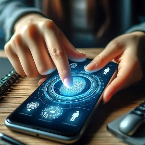 Biometrics Security System Woman Using Fingerprint Premium Ai