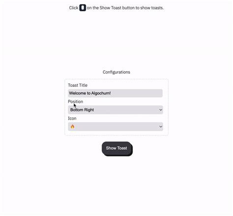 solution toasts and notifications algohurn
