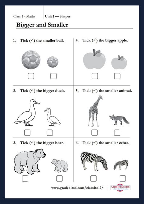 Biggest Smallest Class 1 Maths Worksheet Artofit