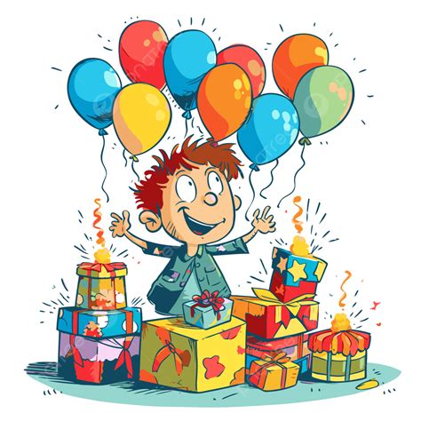 عيد ميلاد متأخر مجانا المتجه ملصق قصاصات فنية كارتون سعيد الفتى مع