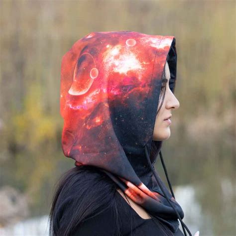 წითელი ნებულა მინი ჰუდი ქუდი თავსაბურავი Trippy Ge