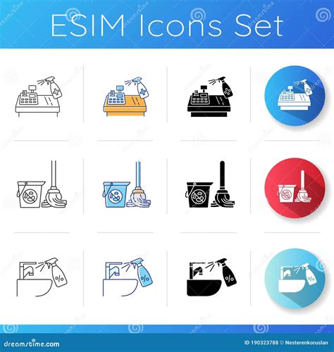 Sanitation Linear Icons Signs Symbols Vector Line Illustration Set 165756355