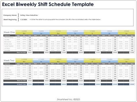 Lunch Schedule Template Excel