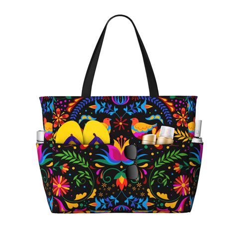 Kdxio Mexican Flower Traditional1 For Beach Bag For Women Large Beach