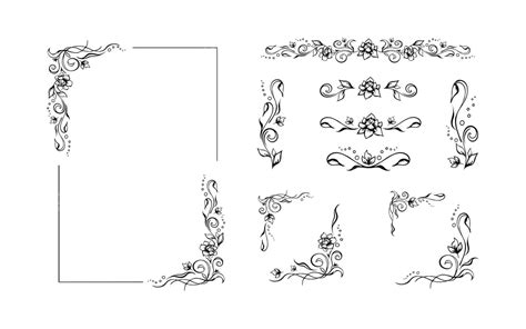 Vintage Floral Frame With Editable Vector Design Stylized Art Rectangular Vector Stylized Art