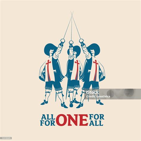 모두를 위해 하나를위한 모두 세 개의 머스케티어 벡터 일러스트 레이 션 총사에 대한 스톡 벡터 아트 및 기타 이미지 총사 3 명 벡터 Istock