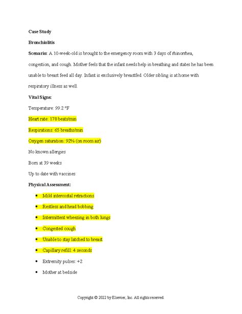 Case Study Pediatric Bronchiolitis Assessment And Management Nurs 123