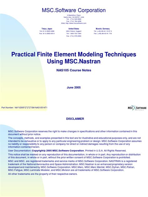 practical finite element modeling techniques using msc nastran pdf