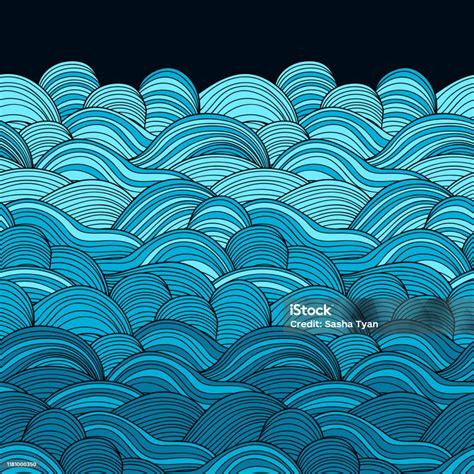 Seamless Abstract Pattern Curly Waves And Spirals Vector Illustration