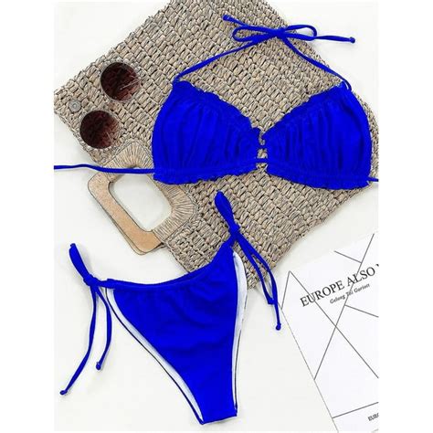 Swimwear Ruffled Frilled Pleated Ruched Bikini Women Female Swimsuit