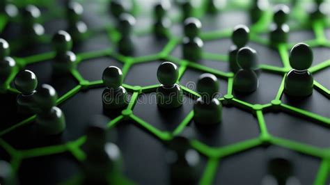 Network Of Figures Connected By Green Lines Representing Social Connections And Collaboration