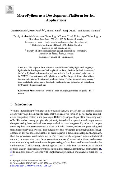 pdf micropython as a development platform for iot applications
