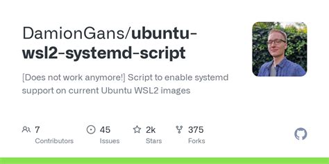 Github Damiongansubuntu Wsl2 Systemd Script Does Not Work Anymore Script To Enable