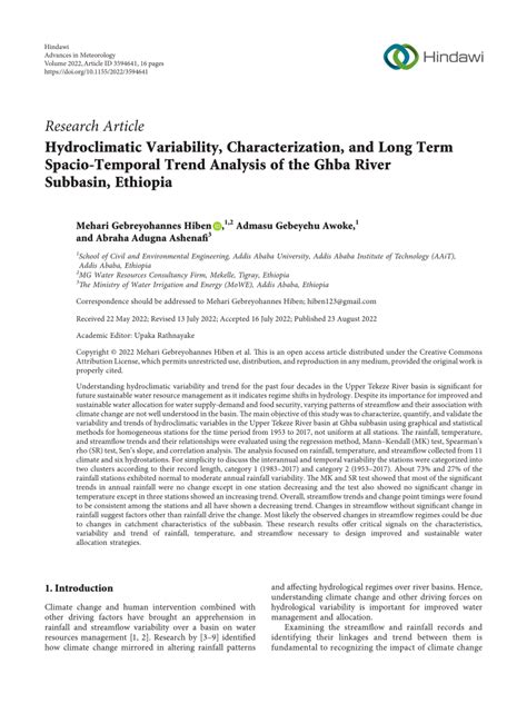 Pdf Hydroclimatic Variability Characterization And Long Term Spacio Temporal Trend Analysis