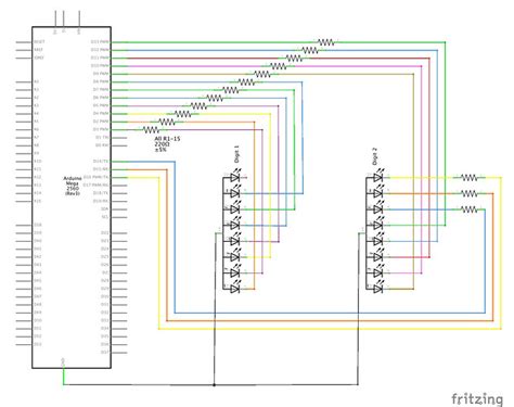 Arduino Mega With Double 7 Segment Display Leds And Multiplexing