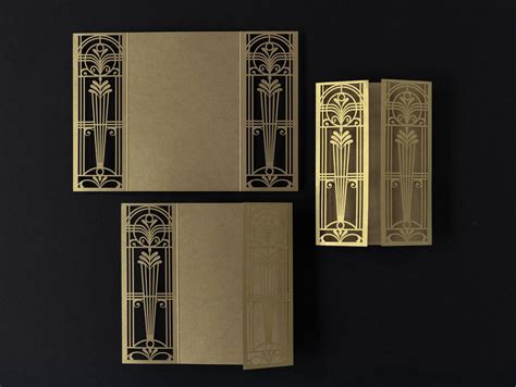 Gold Art Deco Great Gatsby Gatefold Wedding Laser Cut Covers Wedding