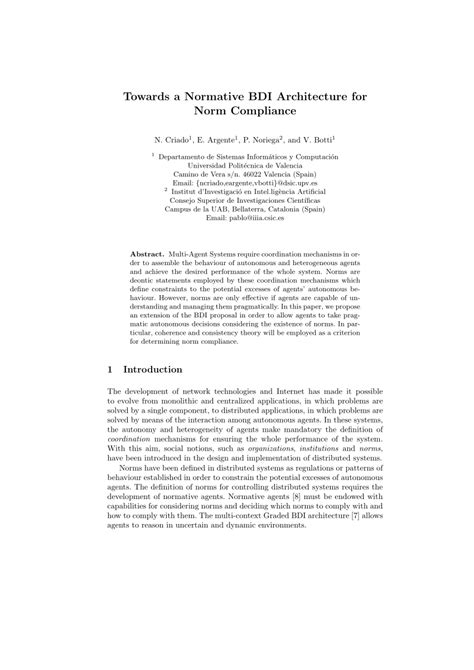 Pdf Towards A Normative Bdi Architecture For Norm Compliance