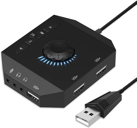 External Sound Card Tendak USB Hub With Audio Adapter 3 5mm Headphone Microphone Jack And