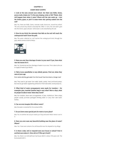 Ncert Solutions Class 5 Evs Chapter 6 Every Drop Counts Download Free