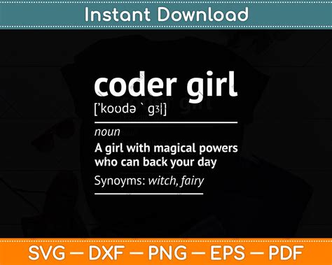Coder Girl Definition Developer Programming Funny Svg Cutting File