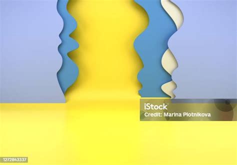 종이 파동이 있는 3d 렌더링된 장면입니다 제품 프레젠테이션을 위한 플랫폼 배경을 모의 추상 구성 0명에 대한 스톡 사진 및 기타 이미지 Istock