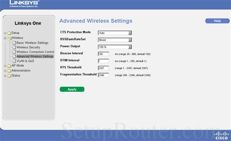 Linksys Wap2000 Screenshot Advanced Wireless Settings
