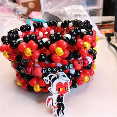 Moxxie Helluva Boss Rotating Kandi Cuff By Feferipeixes Kandi Photos On Kandi Patterns
