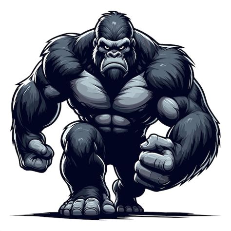 Милая горилла Вектор Иллюстрация мультфильма на белом фоне Премиум Ai сгенерированный вектор