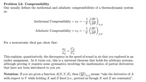 Solved Problem L2 Compressibility One Usually Defines The