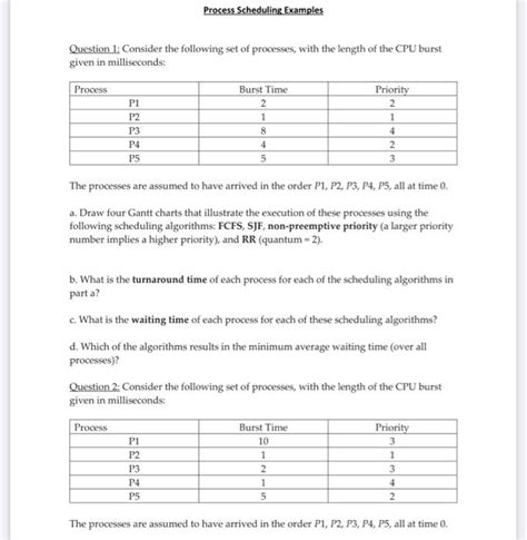 Solved Process Scheduling Examples Question 1 Consider The
