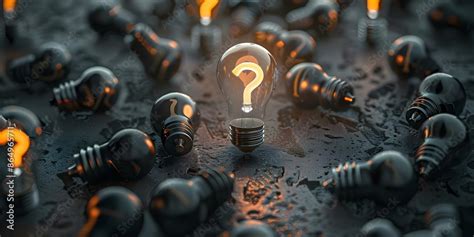 Question Marks And Light Bulb Symbolize Problemsolving Creativity And Critical Thinking Skills