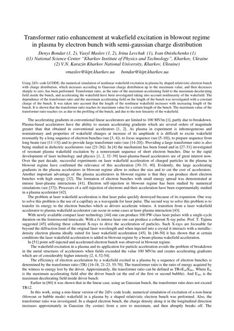 Pdf Transformer Ratio Enhancement At Wakefield Excitation In Blowout