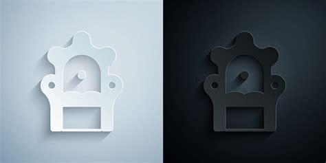 종이 회색과 검은 색 배경에 고립 된 중세 왕좌 아이콘을 잘라 종이 아트 스타일 벡터 3차원 형태에 대한 스톡 벡터 아트 및 기타 이미지 3차원 형태 가구 고대의