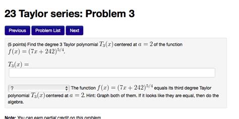 solved 23 taylor series problem 3 previous problem list