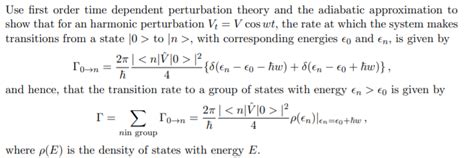Solved Use First Order Time Dependent Perturbation Theory Chegg