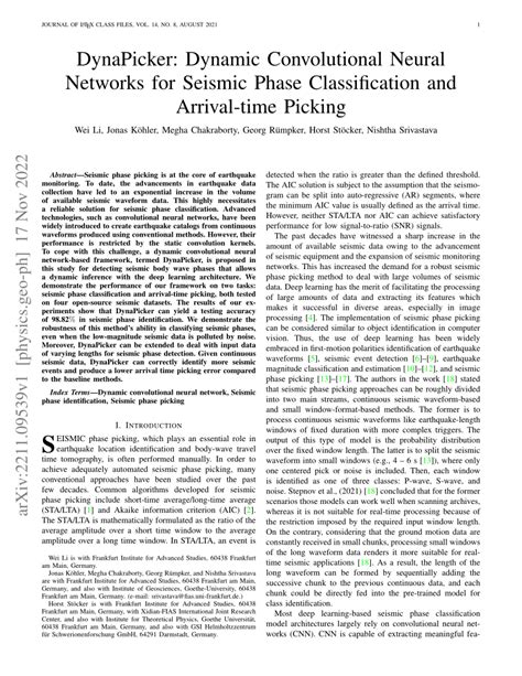 Pdf Dynapicker Dynamic Convolutional Neural Networks For Seismic