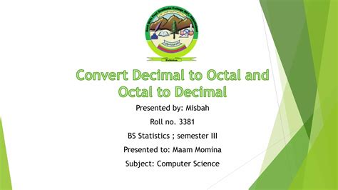 Decimal To Octal And Octal To Decimal Conversion PPTX