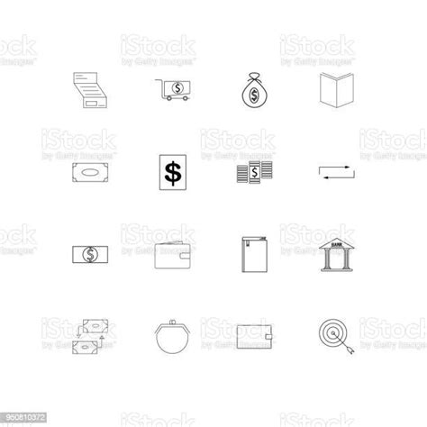 은행 금융 및 돈을 간단한 선형 아이콘 설정 합니다 개요 벡터 아이콘 0명에 대한 스톡 벡터 아트 및 기타 이미지 0명 가방 디자인 Istock