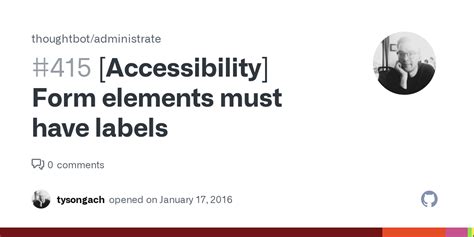 Accessibility Form Elements Must Have Labels · Issue 415 · Thoughtbotadministrate · Github