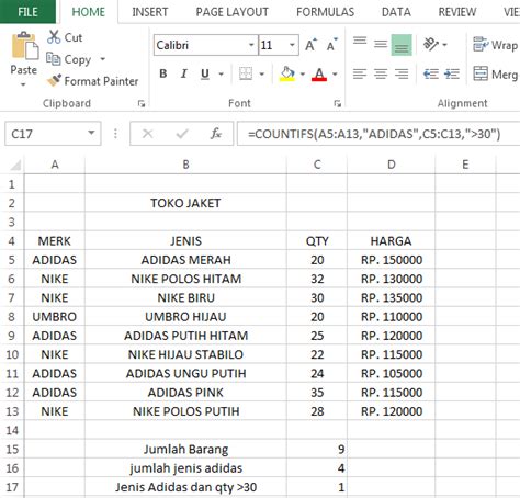 Fungsi Count Countif Dan Countifs Pada Excel Beserta Contohnya Abi