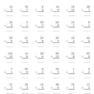 Division Vertically Arranged Division Facts To Vertical Division Worksheets Practice